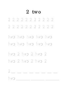 Trace Write Number 2 Two Kindergarten Math Center Recognition Printable