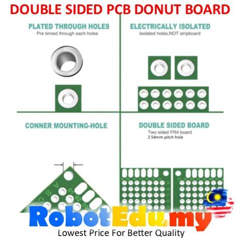 Double Sided Side Solder Soldering Pcb Prototype Donut Board Green Breadboard 2x8cm 3x7cm 5x7cm