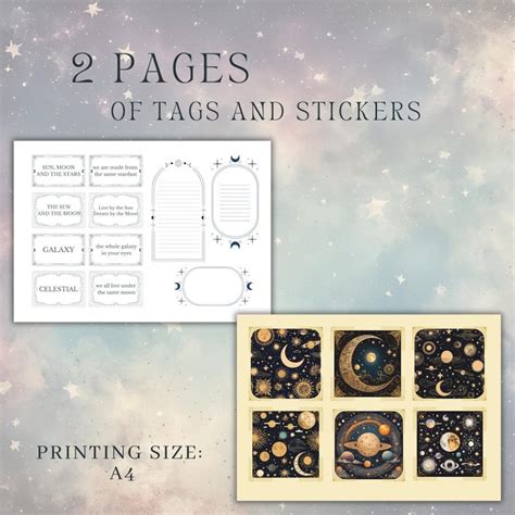 Vintage Galaxy Ephemera Printable A4 Format Sticker Images