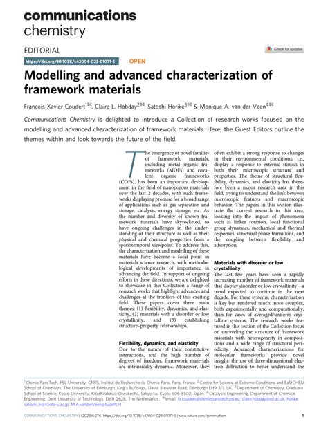 Pdf Modelling And Advanced Characterization Of Framework Materials