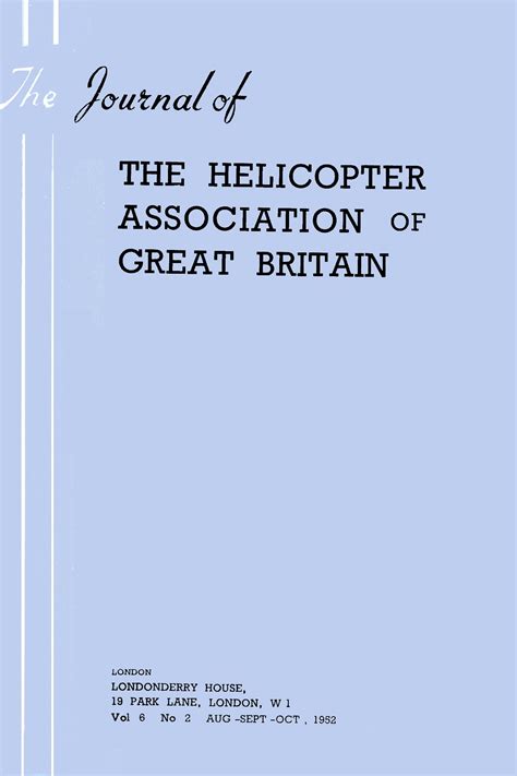 The Journal Of The Helicopter Association Of Great Britain The Aeronautical Journal