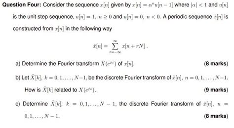 solved question four consider the sequence r[n] given by