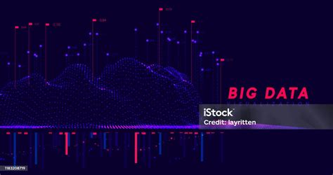 빅 데이터 시각화 정보 파 기술 디지털 빅데이터의 미래지향적추상 배경 분석 데이터 계산 및 처리 벡터 일러스트레이션 3차원
