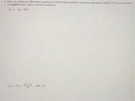 Solved Solve The Following Differential Equations Or Chegg