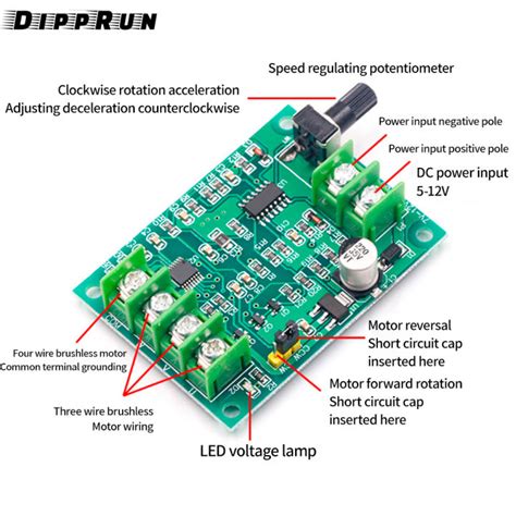 DIPPRUN DC V V Brushless DC Motor Driver Controller Board With Reverse Voltage Over Current