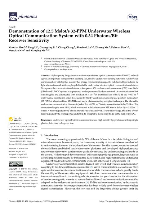 Pdf Demonstration Of 12 5 Mslot S 32 Ppm Underwater Wireless Optical