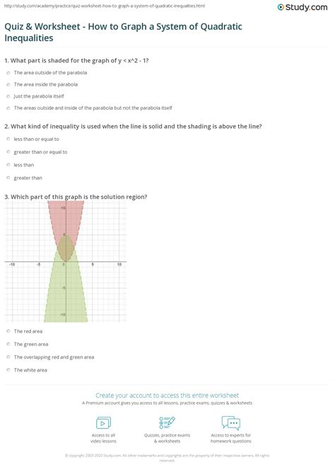 Quadratic Inequalities Worksheet System
