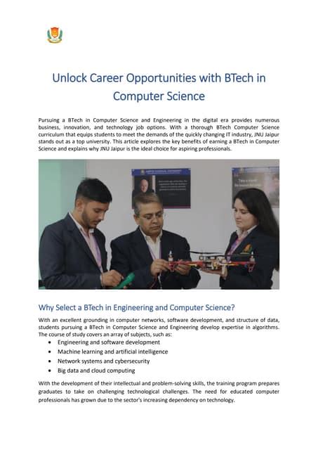 Unlock Career Opportunities With Btech In Computer Science Pdf