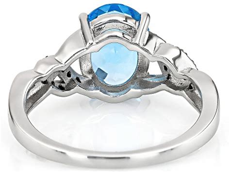 Swiss Blue Topaz Rhodium Over Sterling Silver Ring 319ctw Ctb2354 Jtv