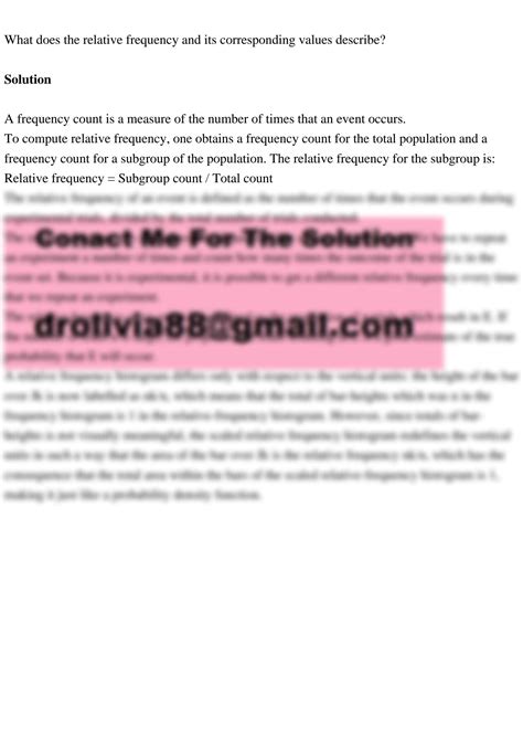 Solution What Does The Relative Frequency And Its Corresponding Values