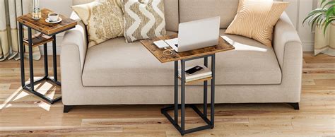 C Shaped Side Table Foldable Sofa Side Table Bedside Snack Table Laptop Holder Table For Sofa