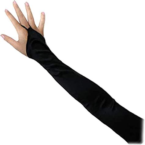 Black Elbow Length Fingerless Gloves