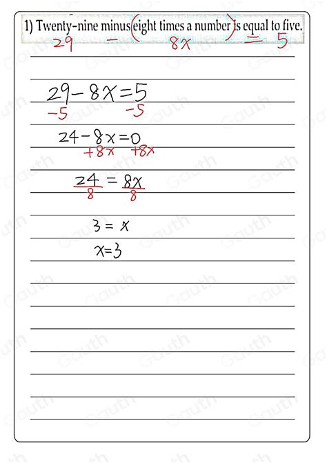 Solved Translate To An Equation Then Solve 1 Twenty Nine Minus