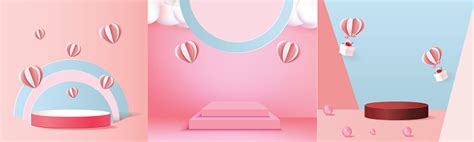 발렌타인 데이에 대한 3d 포디움 레드 제품 배경핑크와 하트 사랑 로맨스 컨셉 디자인 벡터 장식 배너 0명에 대한 스톡 벡터 아트 및 기타 이미지 Istock