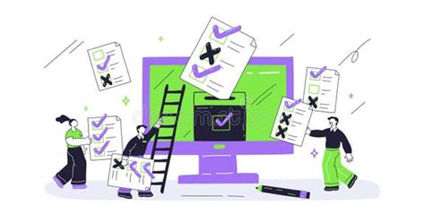 The Image Illustrates A Playful Survey Concept With Checklists A Stock Vector