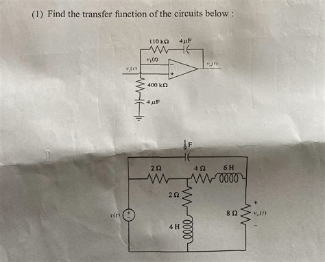 Solved Find The Transfer Function Of The Circuits Below Chegg