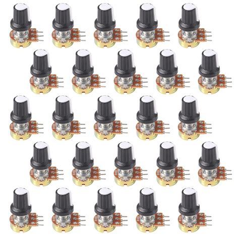 Aitiao 25sets B100k Ohm Potentiometer Kit Single Linear Knurled Shaft Rotary