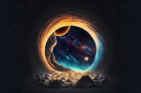 View Of A Planet From The Inside Of A Cave Generative Ai Premium Ai Generated Image