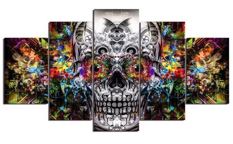 Abstract Colorful Skull Wall Art Canvas Print Decor Ca Go Canvas