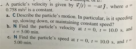 Solved A Particle S Velocity Is Given By V Y T At J Chegg