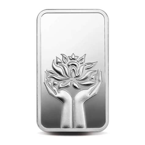 50 Gm Lotus 9999 Purest Silver Bar Size 27 X 47 Mm Weight 50gms At