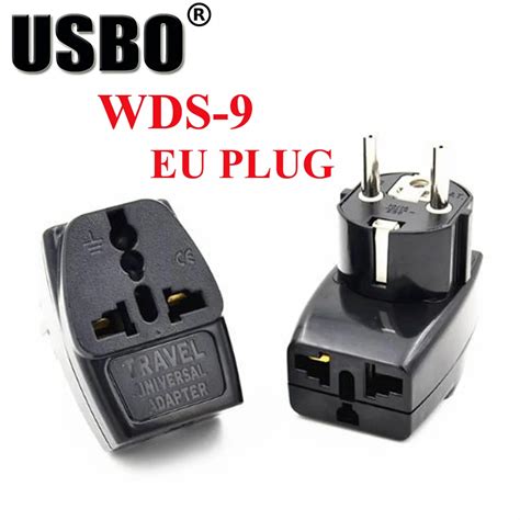 Multi Function Black 10A 250V Europe 2pin Universal AC Power Adapter Plug AU UK US EU To EU