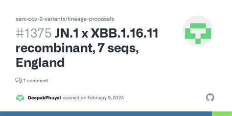 Jn1 X Xbb11611 Recombinant 7 Seqs England · Issue 1375 · Sars