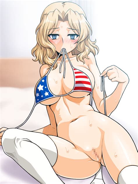 Rule 34 American Flag American Flag Bikini American Flag Print Bed Bikini Blonde Hair Blue