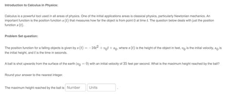 Solved Introduction To Calculus In Physics Calculus Is A Chegg Com