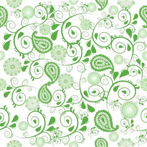 A Green Floral Pattern With Green Leaves And A Green Flower Premium Photo