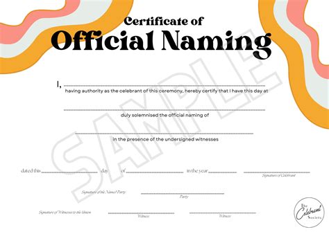Naming Ceremony Certificate Template Free Free Printable