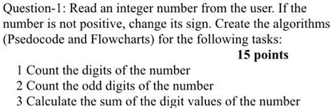 SOLVED Question Read An Integer Number From The User If The Number Is Not Positive Change