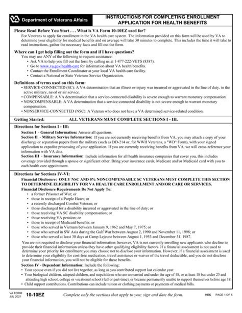 Va Form 10 10ez Download Fillable Pdf Or Fill Online Application For Health Benefits