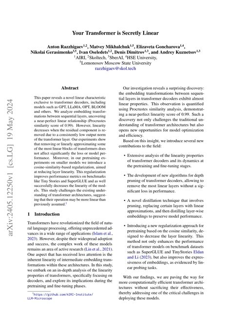 Pdf Your Transformer Is Secretly Linear