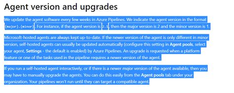 Azure Self Hosted Agent How To Know When To Upadte Version Stack