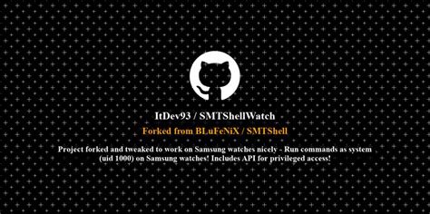 GitHub ITDev SMTShell ForSamsungWatches Project Forked And Tweaked To Work On Samsung
