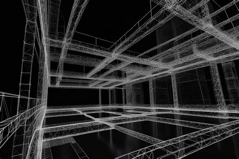 Premium Photo Abstract Archticture Wireframe Render On Black Background