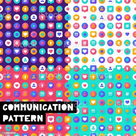다채로운 사회 아이콘 벡터 일러스트 레이 션 패턴 소셜 미디어 통신 개념을 설정 합니다 0명에 대한 스톡 벡터 아트 및 기타 이미지 0명 개념 공동체 Istock