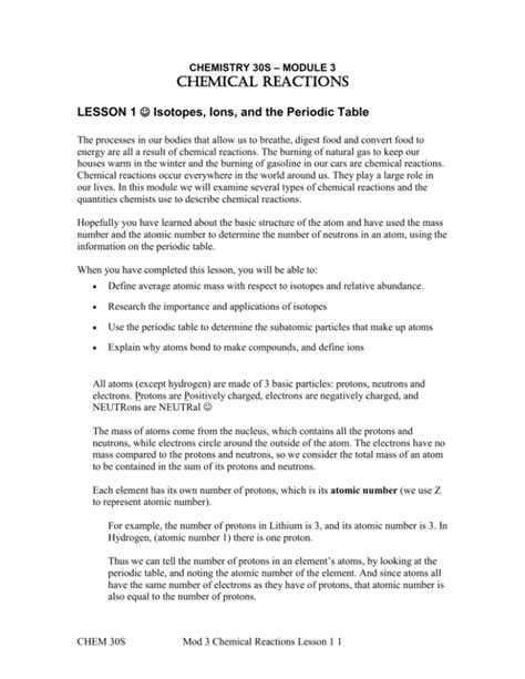 Isotopes Ions And The Periodic Table Chemistry Lesson