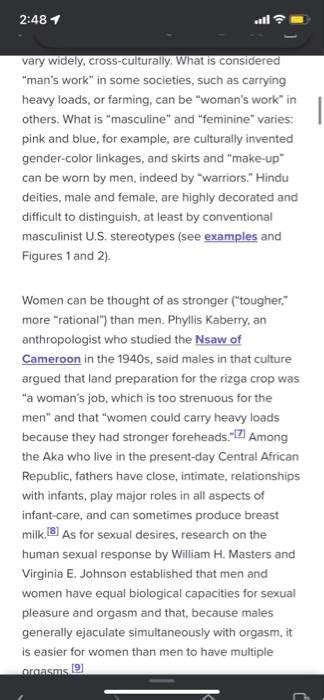 Solved 2 48 1 Gender Vs Sex Words Can Reveal Cultural Chegg Com