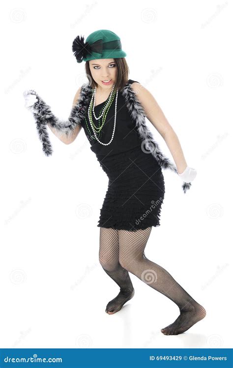 Intense Teen Flapper Stock Image Image Of Pearls Short 69493429