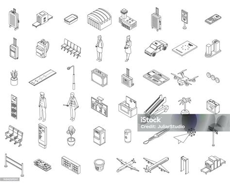 Airlines Icons Set Isometric Style Stock Illustration Download Image Now Aircraft Wing