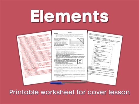 Elements Cover Lesson Teaching Resources