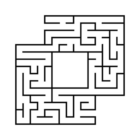 아이들을 위한 사각형 미로 게임 재미있는 미로 교육 개발 워크시트 활동 페이지 어린이를 위한 퍼즐 유치원 논리적 수수께끼 벡터