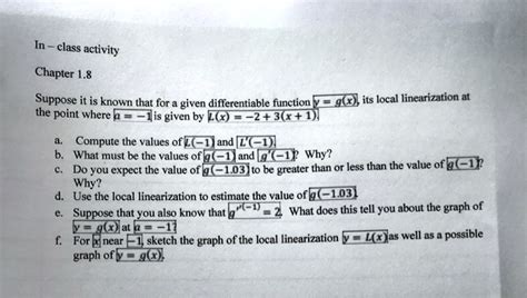 Solved Class Activity Chapter 18 Suppose It Is Known That For Given Differentiable Function