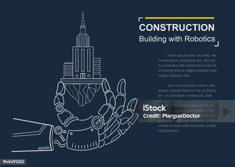 로봇의 개념 로봇 산업 40 손을 들고 부동산 회사와 업계에서 일하고 포스터 연례 보고서 책 표지 서식 파일에 대 한 벡터 디자인 건설 산업에 대한 스톡 벡터 아트 및 기타