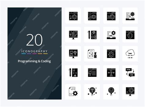 Free Vector 20 Programming And Coding Solid Glyph Icon For Presentation