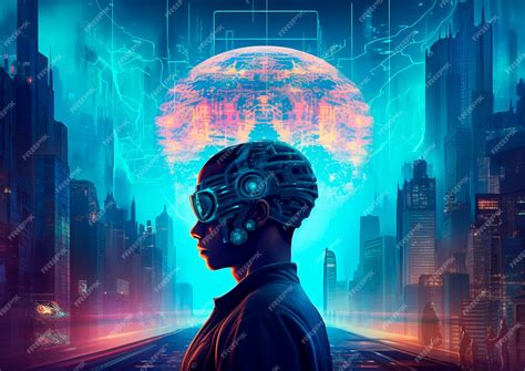 Illustration Cyberpunk Avec Des Couleurs Au Néon Et Une Technologie Futuriste Image Générée à