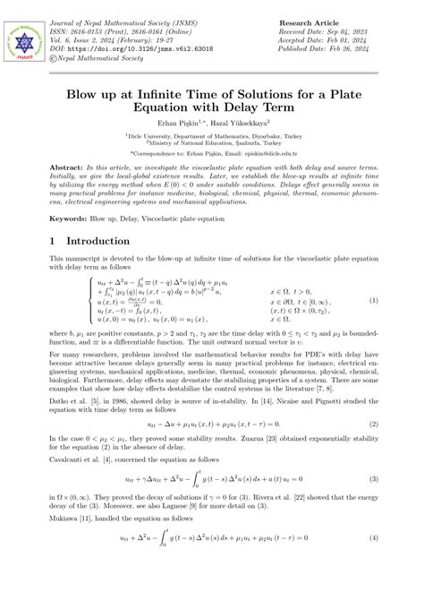 Pdf Blow Up At Infinite Time Of Solutions For A Plate Equation With