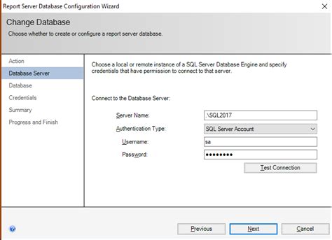Sql Server Error While Trying To Create A Database For Ssrs